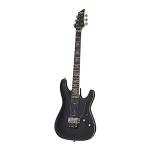 schecter demon-6 fr 6-string solid-body electric guitar (aged black satin)