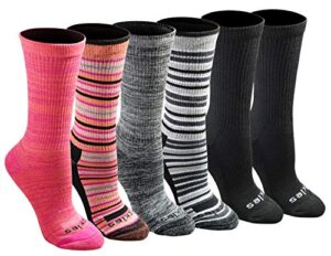 dickies women's dri-tech moisture control crew socks multipack, stripe (6 pairs), medium