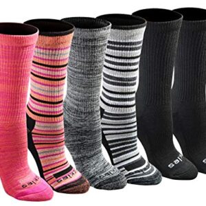 Dickies Women's Dri-tech Moisture Control Crew Socks Multipack, Stripe (6 Pairs), Medium