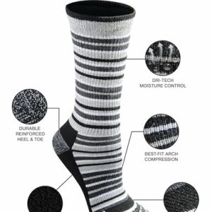 Dickies Women's Dri-tech Moisture Control Crew Socks Multipack, Stripe (6 Pairs), Medium