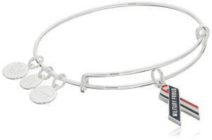 alex and ani womens military proud bangle bracelet, shiny silver, expandable