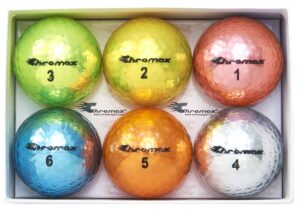 chromax metallic m5 colored mixed golf balls (pack of 6), assorted