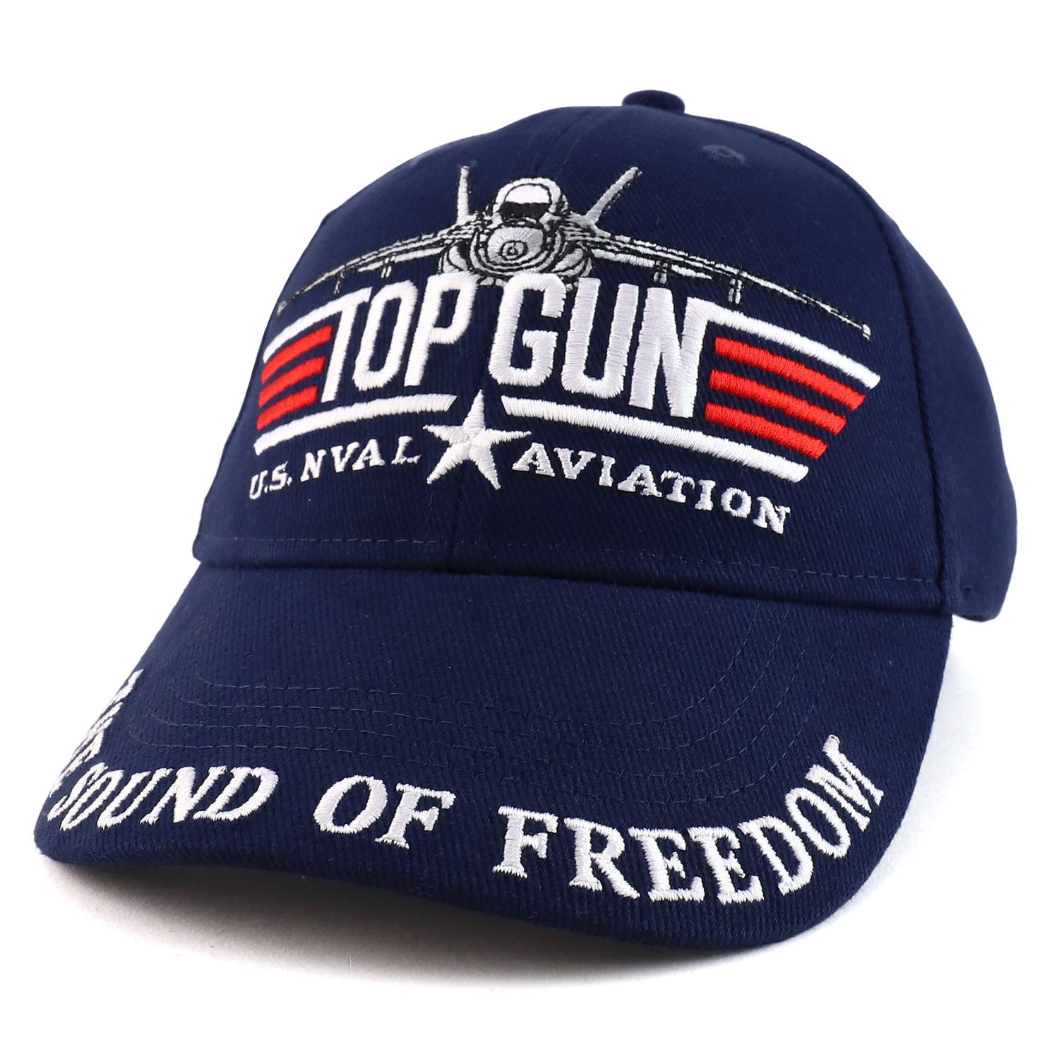 Armycrew US Navy Top Gun Military Aviation Embroidered Adjustable Baseball Cap - Navy