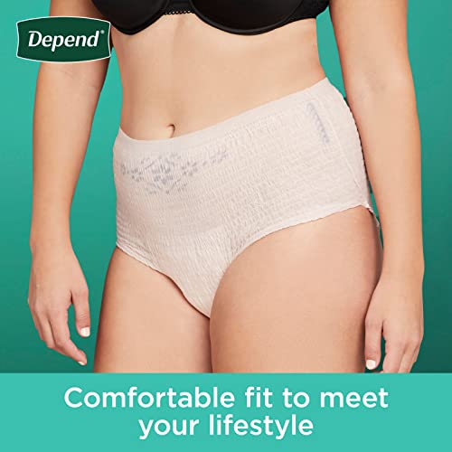 Depend Fresh Protection Adult Incontinence & Postpartum Bladder Leak Underwear for Women, Disposable, Maximum, Medium, Blush, 30 Count, Packaging May Vary