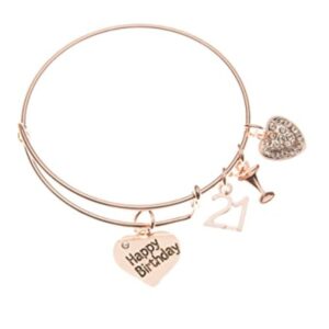 infinity collection 21st birthday gifts for her, rose gold 21st birthday expandable charm bracelet, adjustable bangle, 21st birthday gift ideas