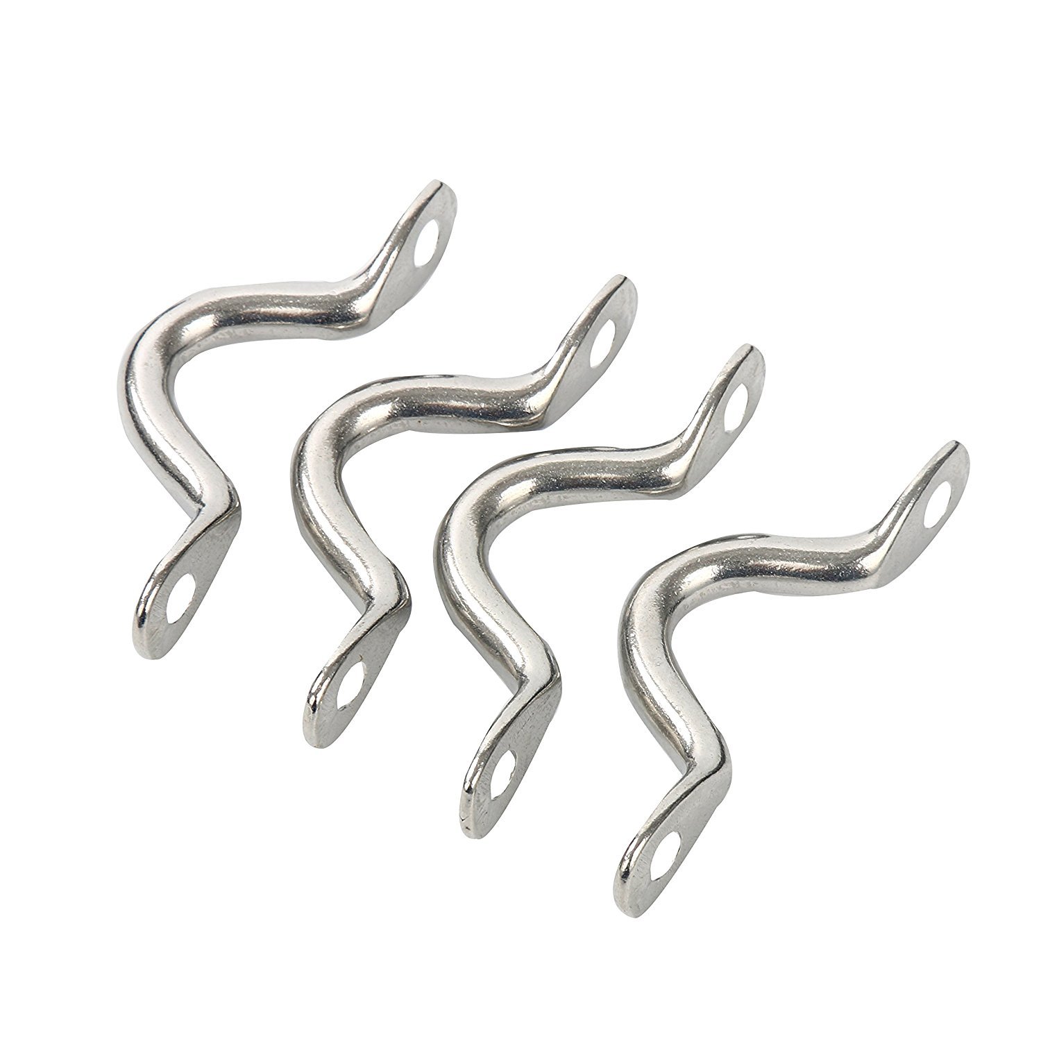 Amarine Made Pack of 6 Stainless Steel Bimini Boat Top PAD Eye, Eye Straps, Tie Down, Kayak Deck Loops, Tie Down Anchor Point, footman's Loop for Kayak Canoe Rigging