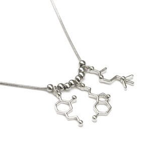 Boutique Academia Serotonin Dopamine and Acetylcholine Neurotransmitter Brain Molecule Necklace - Science Jewelry