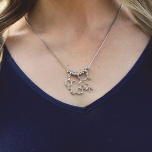 Boutique Academia Serotonin Dopamine and Acetylcholine Neurotransmitter Brain Molecule Necklace - Science Jewelry