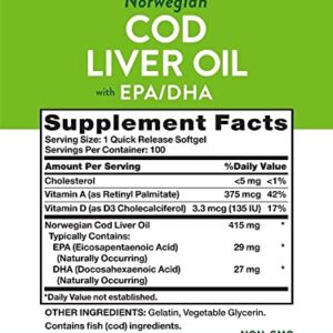 Nature's Truth Norwegian Cod Liver Oil Dietary Supplement - 100 Softgels, Pack of 6