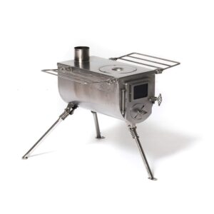 winnerwell woodlander medium tent stove | tiny portable wood burning stove for tents, shelters, and camping | 800 cubic inch firebox | precision stainless steel construction | includes chimney pipe