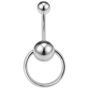 crazypiercing door knocker stainless steel reverse bar belly button ring piercing navel ring 14g 1/2" (10mm)