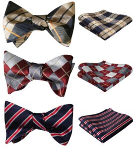 bow ties for men plaid self-tie bow tie and pocket square set classic formal tuxedo bowties for wedding & party