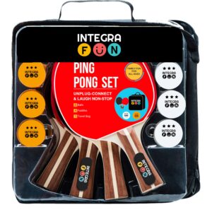 ping pong paddle set - 4 wood ping pong paddles - ergonomic grip - 8 tournament table tennis balls - paddle case - professional/casual play - portable table tennis set .- family table games