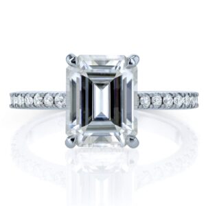 Kobelli Emerald-cut Moissanite Engagement Ring 2 7/8 CTW 14k White Gold, 7