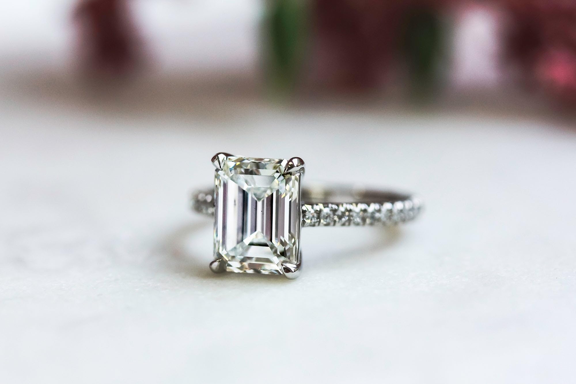 Kobelli Emerald-cut Moissanite Engagement Ring 2 7/8 CTW 14k White Gold, 7