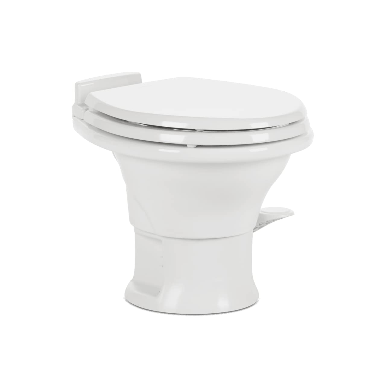 Dometic 311 Gravity Flush Toilet | White | Low Profile | Slow- Close Seat | Power Flush, Foot Pedal Flush Operation | 13.5" Seat Height for Compact Areas