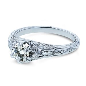 Kobelli Moissanite (G-H) 6-Prong Antique Style Engagement Ring 5/8 CTW 14k White Gold, 7.5