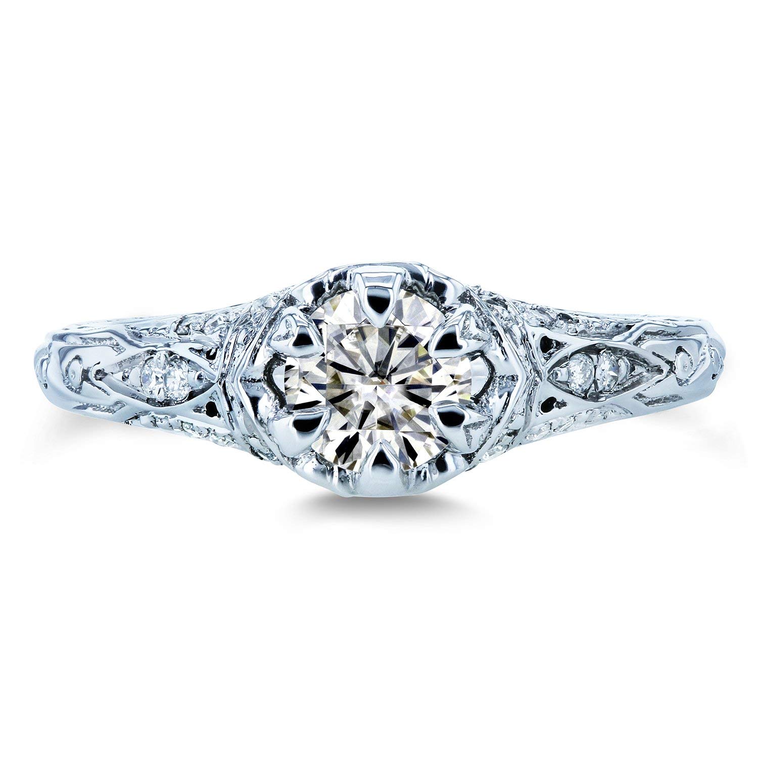 Kobelli Moissanite (G-H) 6-Prong Antique Style Engagement Ring 5/8 CTW 14k White Gold, 7.5