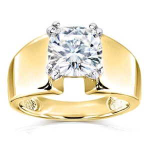 kobelli cushion solitaire moissanite extra wide engagement ring 2 ctw 14k yellow gold, 5