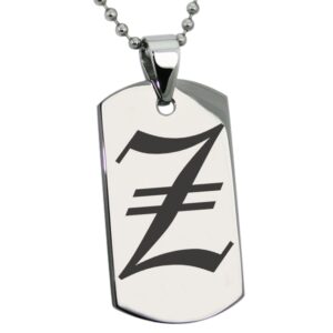 tioneer stainless steel letter z initial old english monogram dog tag pendant necklace