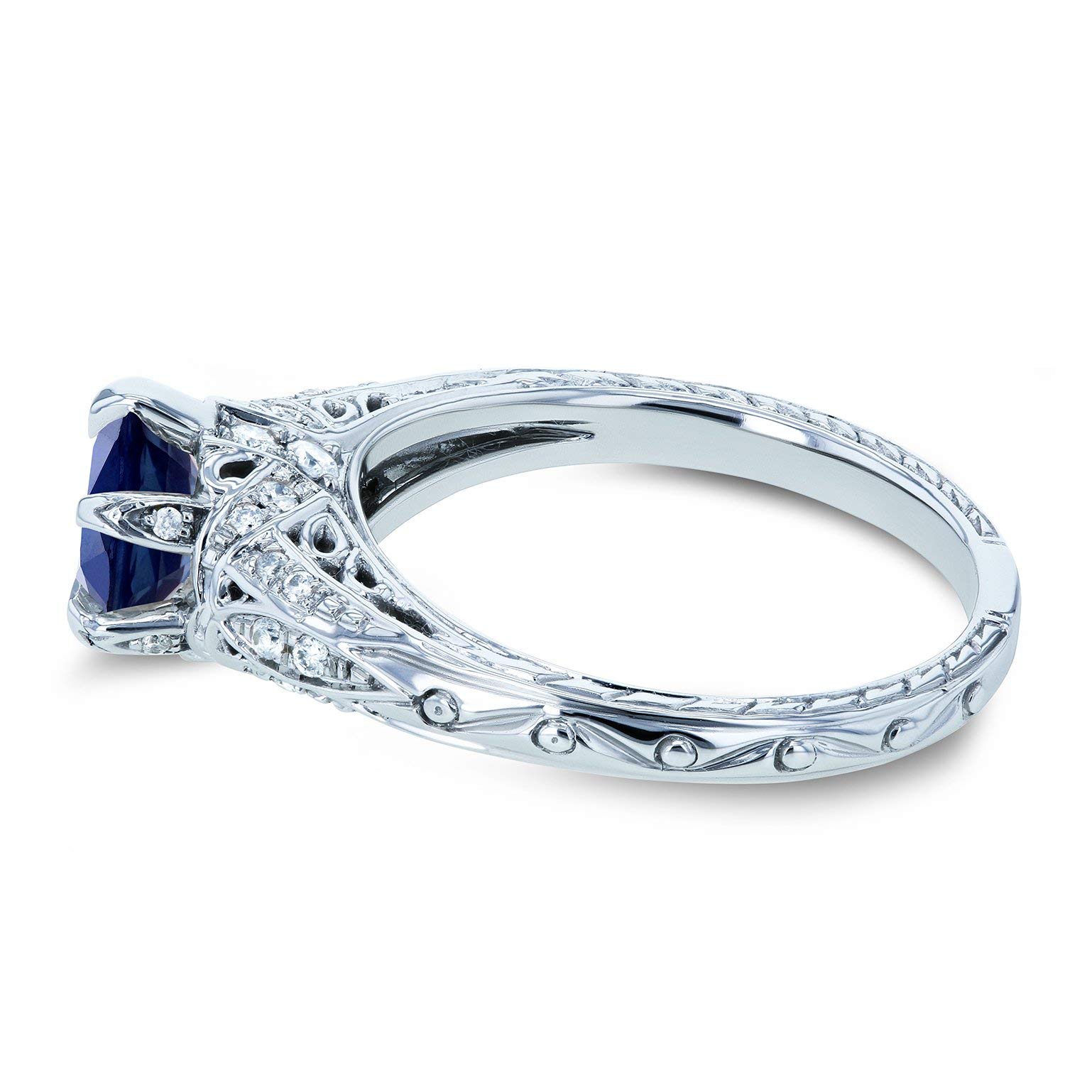 Kobelli Sapphire and Diamond 6-Prong Antique Style Engagement Ring 1 1/6 CTW 14k White Gold, 8