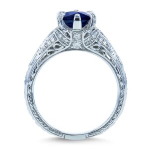 Kobelli Sapphire and Diamond 6-Prong Antique Style Engagement Ring 1 1/6 CTW 14k White Gold, 8