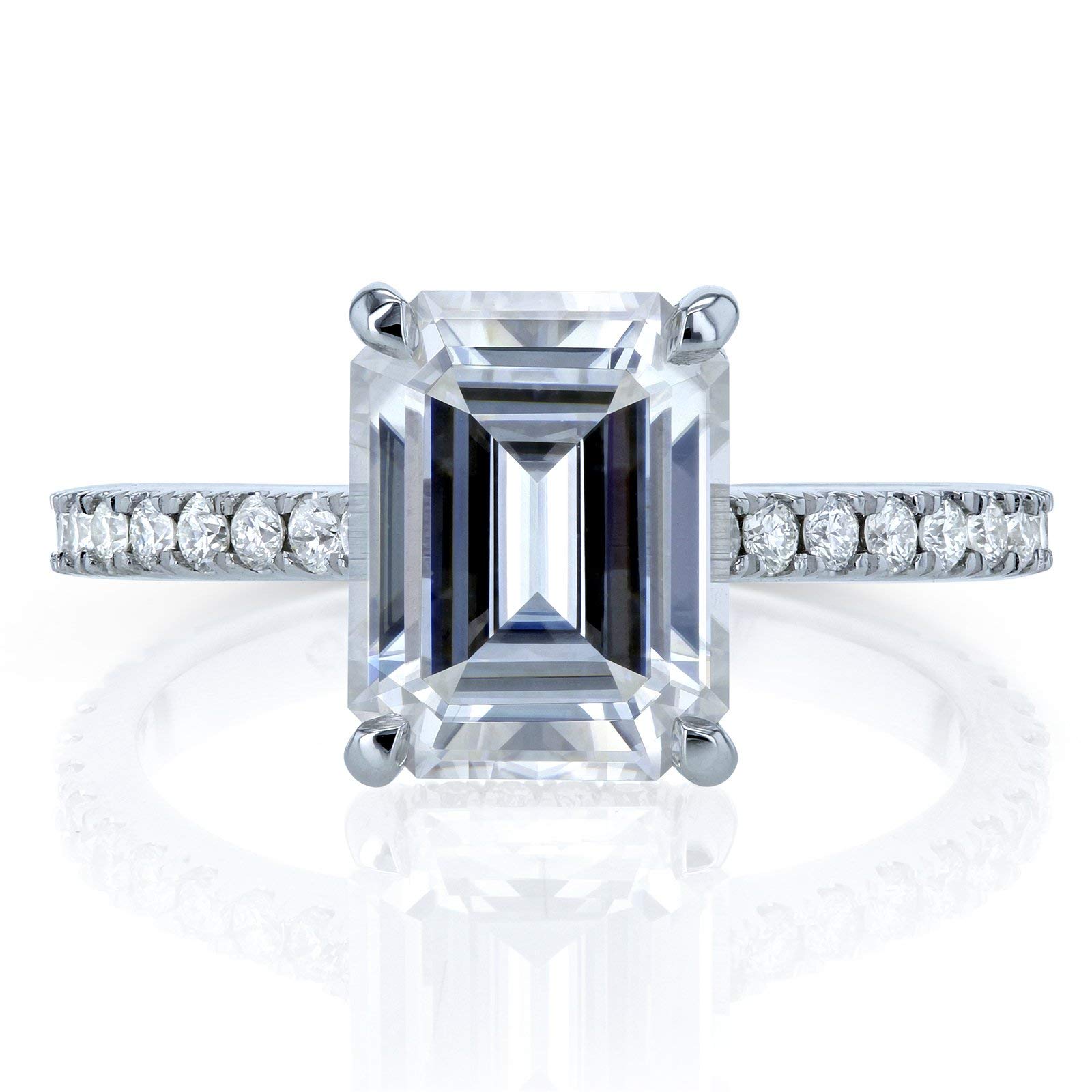 Kobelli Emerald-cut Forever One Moissanite Engagement Ring 2 7/8 CTW 14k White Gold, 6