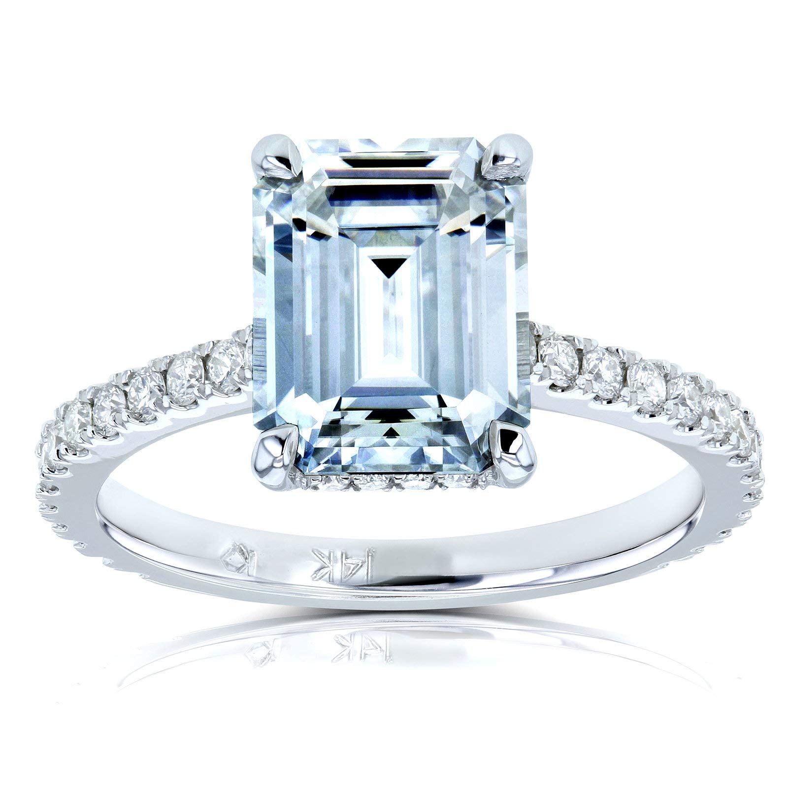 Kobelli Emerald-cut Forever One Moissanite Engagement Ring 2 7/8 CTW 14k White Gold, 6