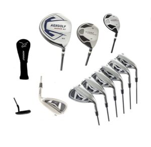 agxgolf ladies right hand all graphite - xs wide sole series complete golf set: 460 driver, 5 wood, 4 hybrid + 5-9 irons +pitching wedge+sand wedge: ladies flex; regular length: usa!