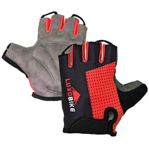 luxobike cycling gloves bicycle gloves bicycling gloves mountain bike gloves – anti slip shock absorbing padded breathable half finger short sports gloves accessories for men/women