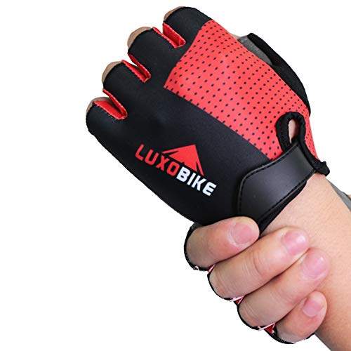 LuxoBike Cycling Gloves Bicycle Gloves Bicycling Gloves Mountain Bike Gloves – Anti Slip Shock Absorbing Padded Breathable Half Finger Short Sports Gloves Accessories for Men/Women