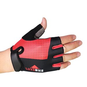 LuxoBike Cycling Gloves Bicycle Gloves Bicycling Gloves Mountain Bike Gloves – Anti Slip Shock Absorbing Padded Breathable Half Finger Short Sports Gloves Accessories for Men/Women