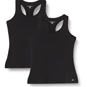 Amazon Essentials Women's Tech Stretch Racerback Tank Top (Available in Plus Size), Pack of 2, Black, Medium