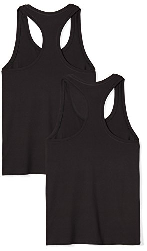 Amazon Essentials Women's Tech Stretch Racerback Tank Top (Available in Plus Size), Pack of 2, Black, Medium