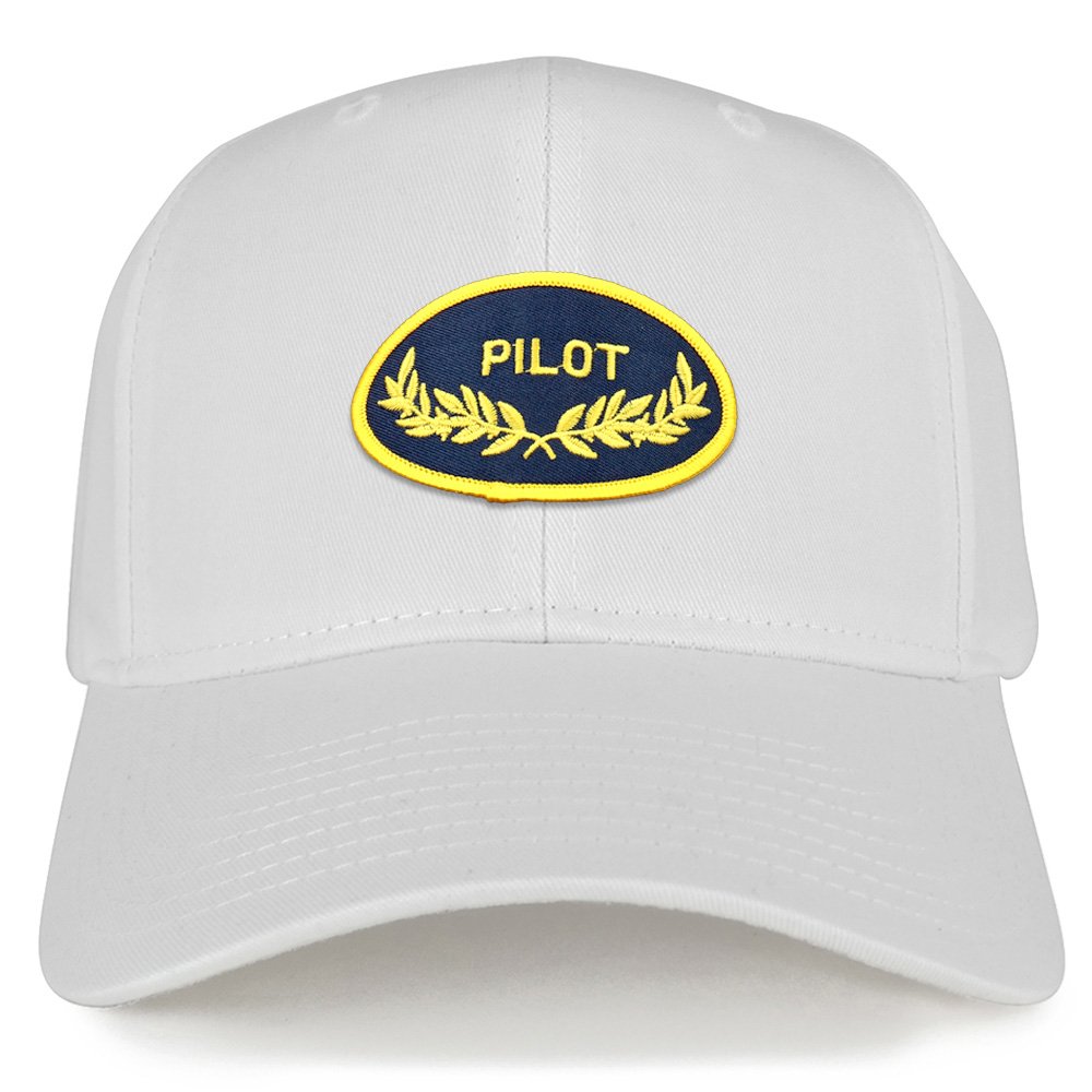 Armycrew Pilot Oak Leaf Oval Embroidered Patch Snapback Baseball Cap - White