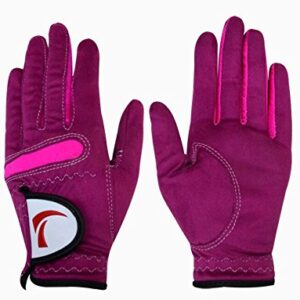 yuekuantai 1pair Girl Rose Red Color Woman Sport Ventilate Left Hand Righ Hand Golf Glove 8.5cm