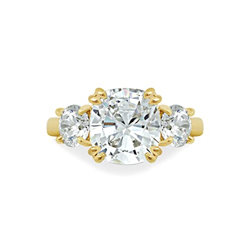 Amazon Essentials Womens Yellow Gold Plated Sterling Silver Cushion Cut Celebrity Meghan Ring with Infinite Elements Cubic Zirconia accent, Clear, Size 7, (previously Amazon Collection)