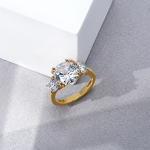 Amazon Essentials Womens Yellow Gold Plated Sterling Silver Cushion Cut Celebrity Meghan Ring with Infinite Elements Cubic Zirconia accent, Clear, Size 7, (previously Amazon Collection)