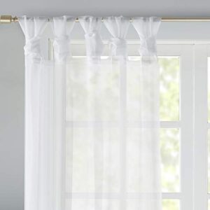 Madison Park Ceres DIY Twisted Tab Sheer Curtain, PAIR PANELS, Lightweight Window Treatment, Voile Privacy, Light Filtering Drape for Bedroom and Apartment, 50 in x 95 in, White 2 Piece