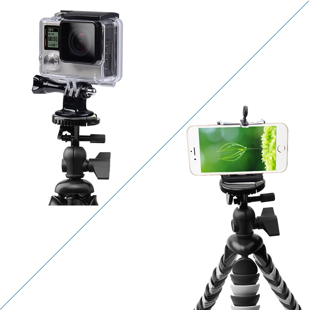 Haoyou Tripod Phone Tripod Mount Flexible Tripod for Cell Phone Gopro Camera and Other Action Cameras Rotate 360 Degrees