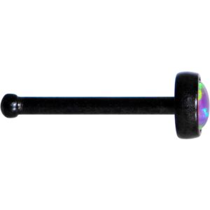 Body Candy Black Anodized Steel Purple 3mm Synthetic Opal Inlay Nose Stud Bone 20 Gauge 1/4"