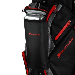 Orlimar Golf CRX Cooler Cart Bag, Black/Charcoal Golf Club Bag for Men with Removable 6 Can Cooler Pocket Built in 15 Way Divider Top 9 Zippered Pockets Rain Hood Cover Carry Strap Putter Well