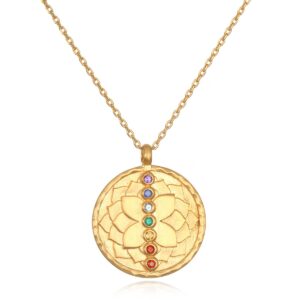 satya jewelry multi stone chakra pendant necklace 18-inch, one size