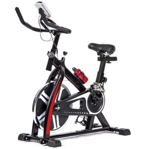 cycling bike exercise bike indoor cycling bike bicycle cardio fitness cycle trainer heart pulse w/led display exercise bikes stationary indoor (black)