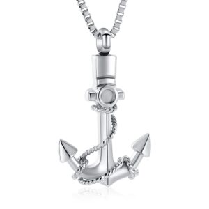 xsmzb cremation jewelry for ashes anchor urn necklace for men women memorial ashes holder keepsake urn pendant (silver)