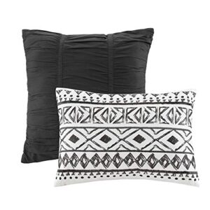 Urban Habitat Larisa Cotton Comforter Set-LuxeTraditional Design All Season Cozy Bedding with Matching Shams, Decorative Pillow, Full/Queen, Reversible Medallion Black 7 Piece