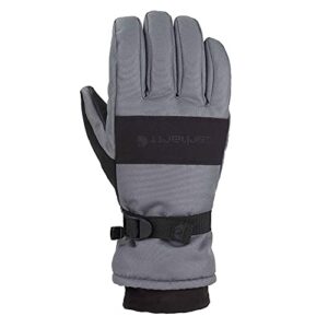 carhartt men's wp waterproof insulated glove, dark grey/black, large