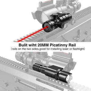 MidTen 4x32 Prism Tactical Rifle Scope Red & Green & Blue Illuminated Reticle Hunting Guns Scope with Mount for 20mm Rail and Fiber Optic Sight