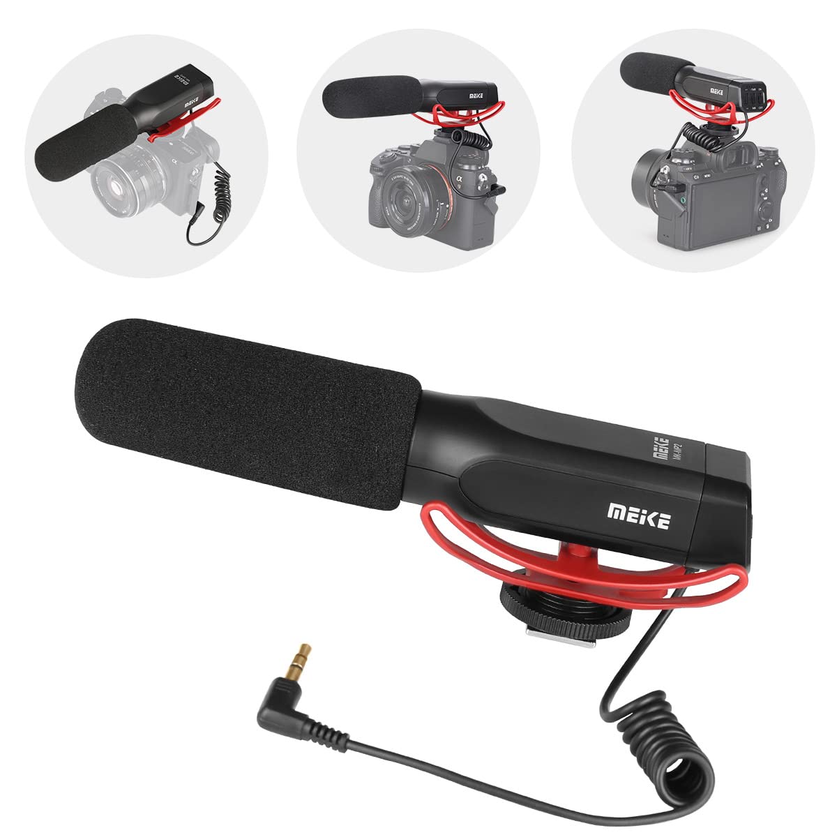 Meike MK-MP2 Camera Shotgun Microphone Uni-Directional Cardioid Condenser Photography Interview Video Mic compatible with Sony Digital Camera Camcorder with Standard 3.5mm Port