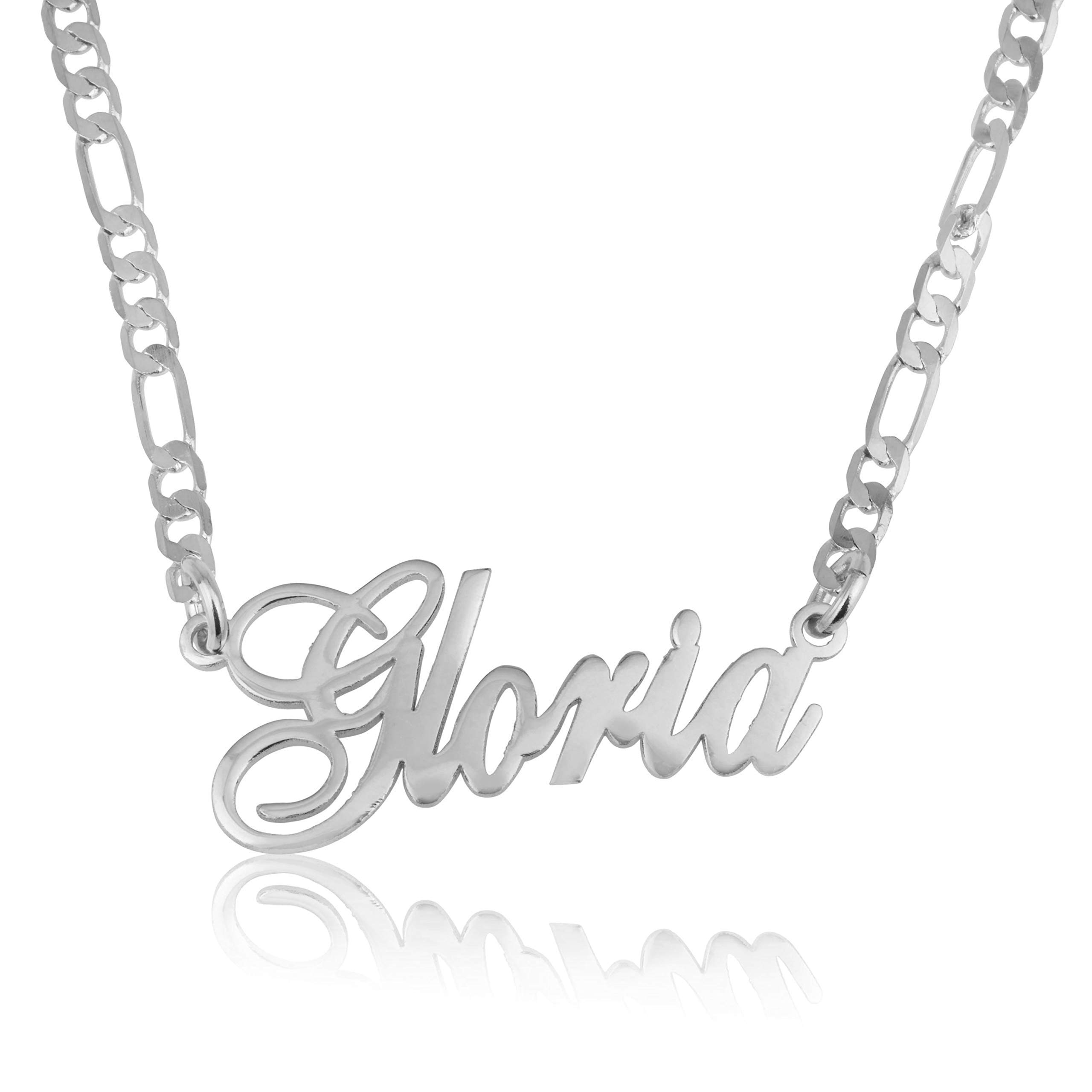 Beleco Custom Name Necklace 18k Gold/Rose Plated or Sterling Silver 925 - Personalized Name Necklace